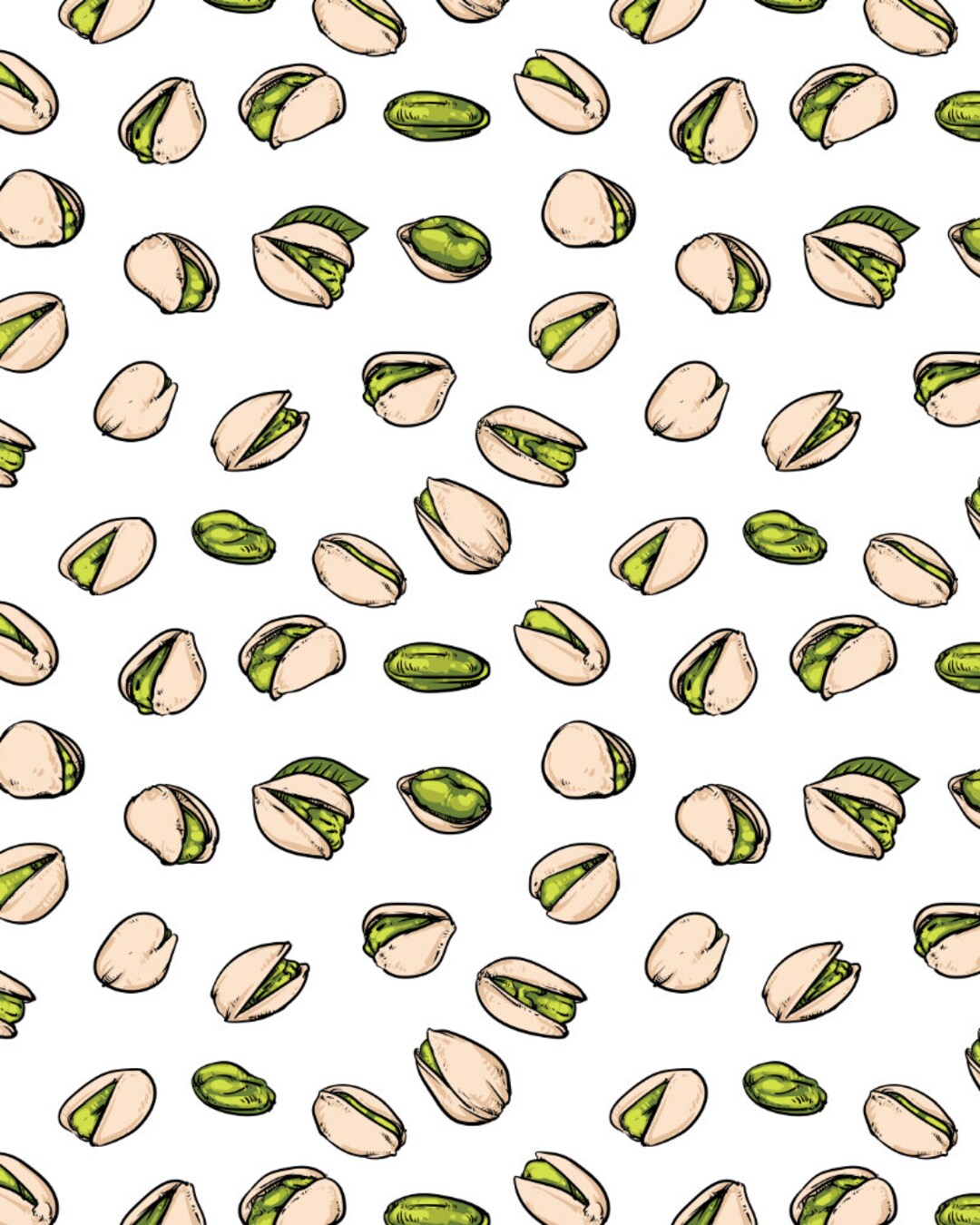 80% off Sale Pistachios Pattern Including Seamless. Hand Drawn ...