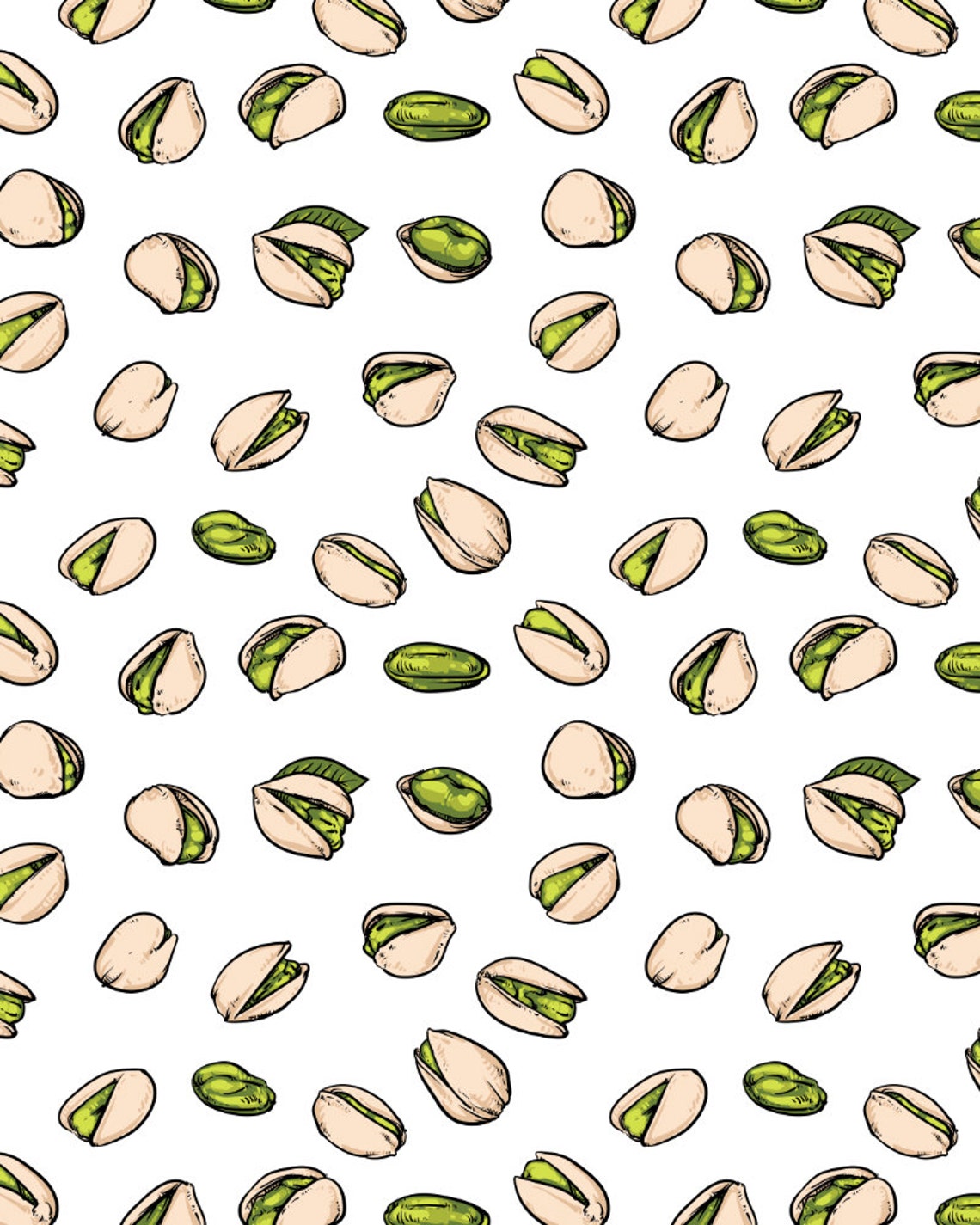 80% off Sale Pistachios Pattern Including Seamless. Hand Drawn ...