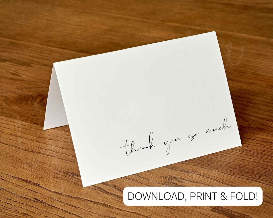 Printable Thank You Card Bundle - Folded Thank You Card - Flat Thank ...