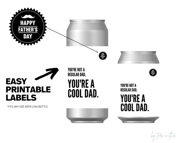 Cool Dad Happy Father's Day Gift Printable Beer Can - Etsy