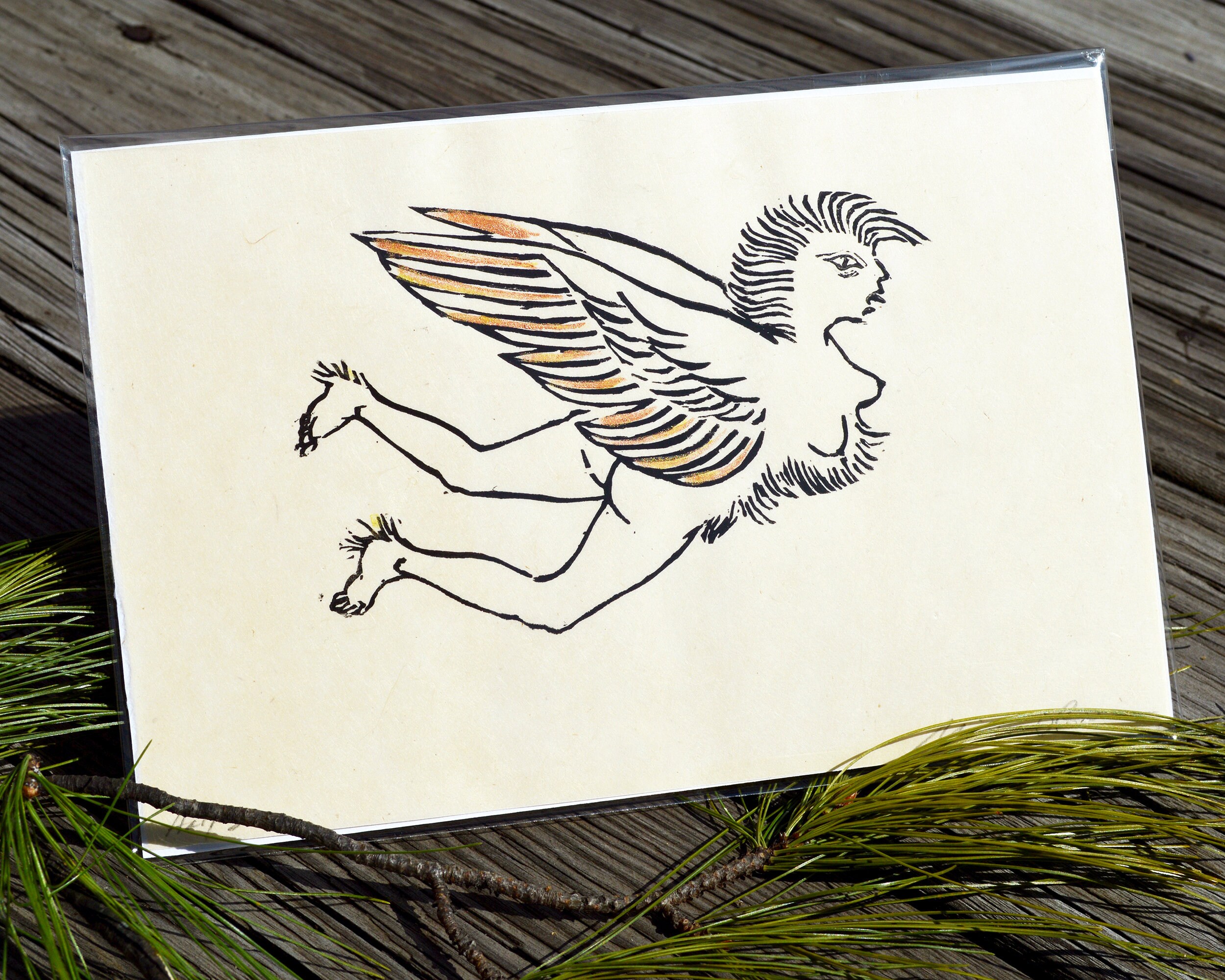 Harpy Woodblock Relief Print Traditional Printmaking Water - Etsy