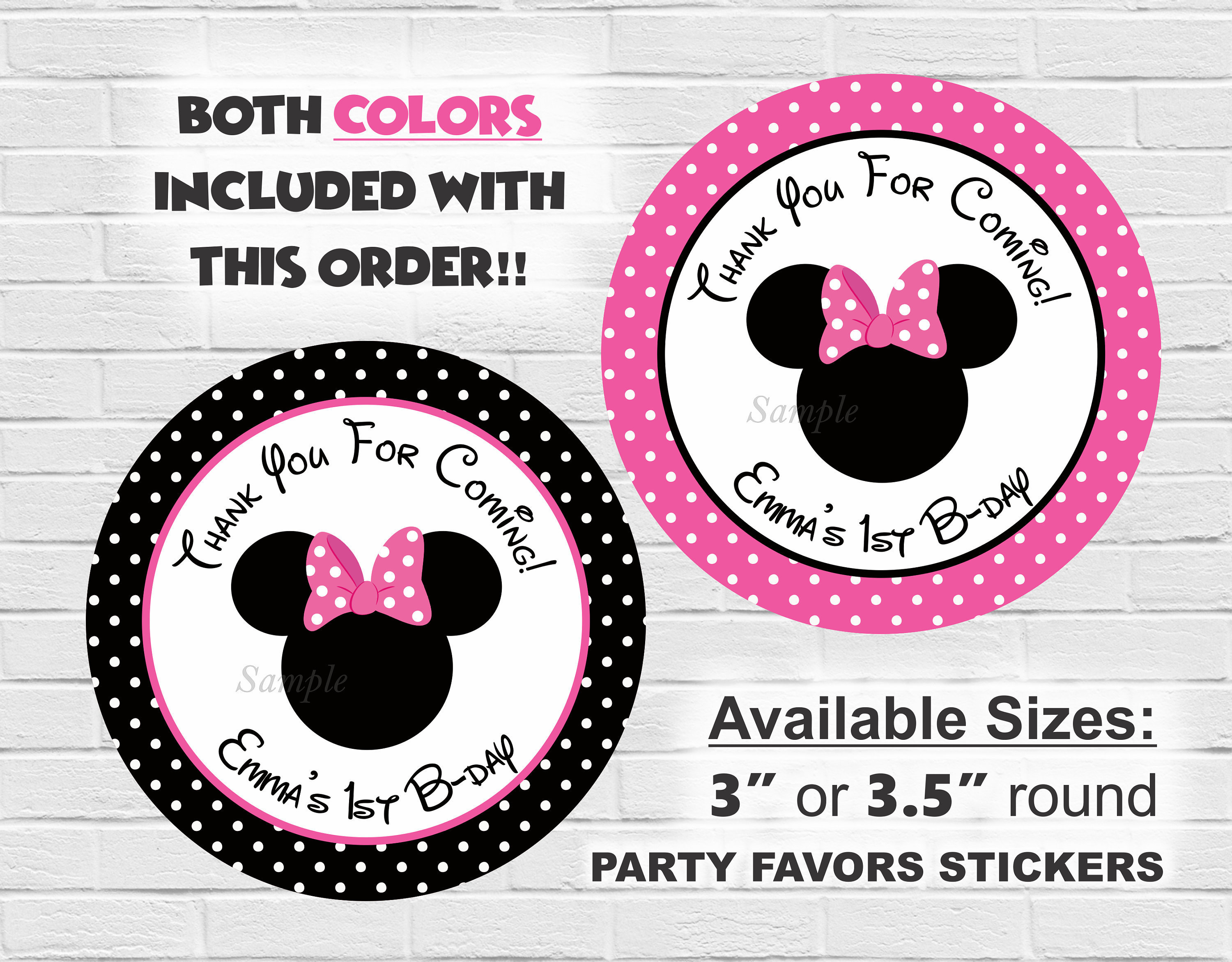 Minnie Mouse Party Labels