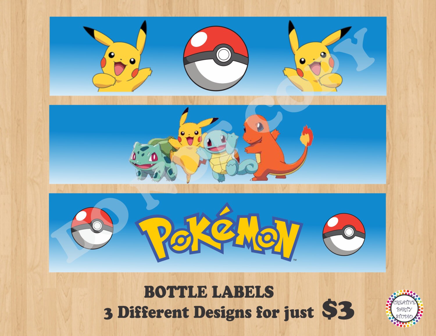 Printable Pokemon Bottle Labels/ Drink Label/ Water