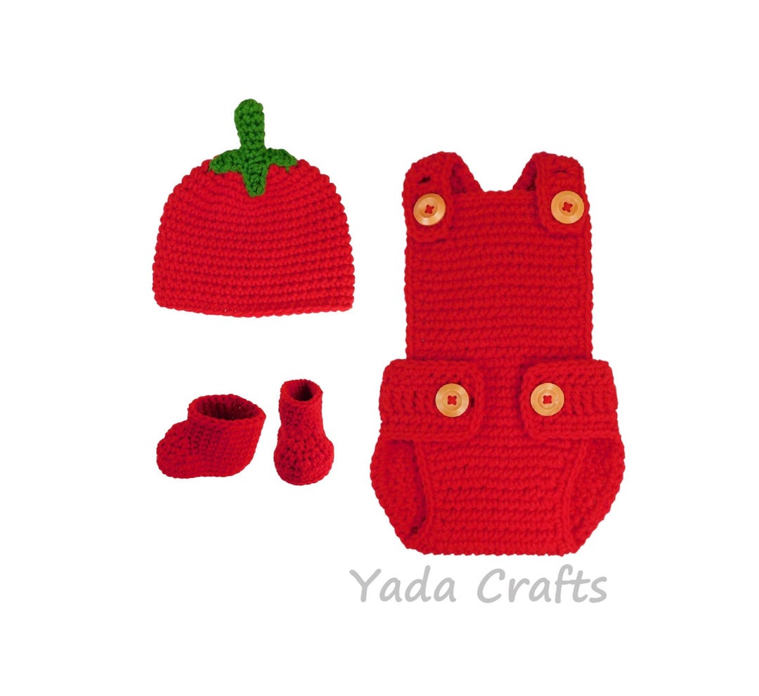 Crochet Tomato Outfit Set, Crochet Tomato Costume Outfit, Tomato Hat ...