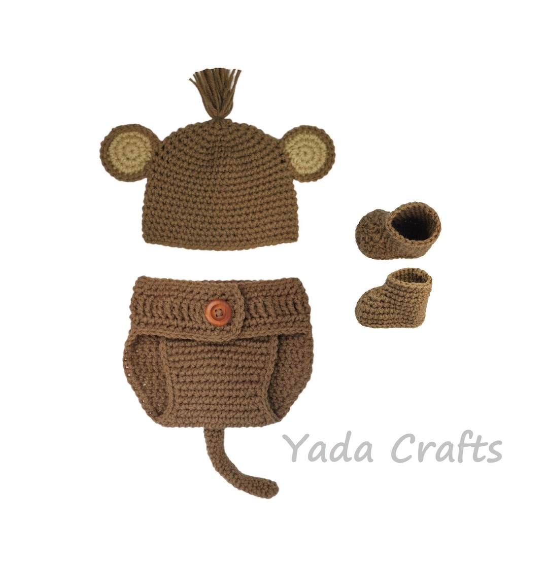 Monkey Baby Hat Monkey Outfit Infant Photoshoot Diaper - Etsy