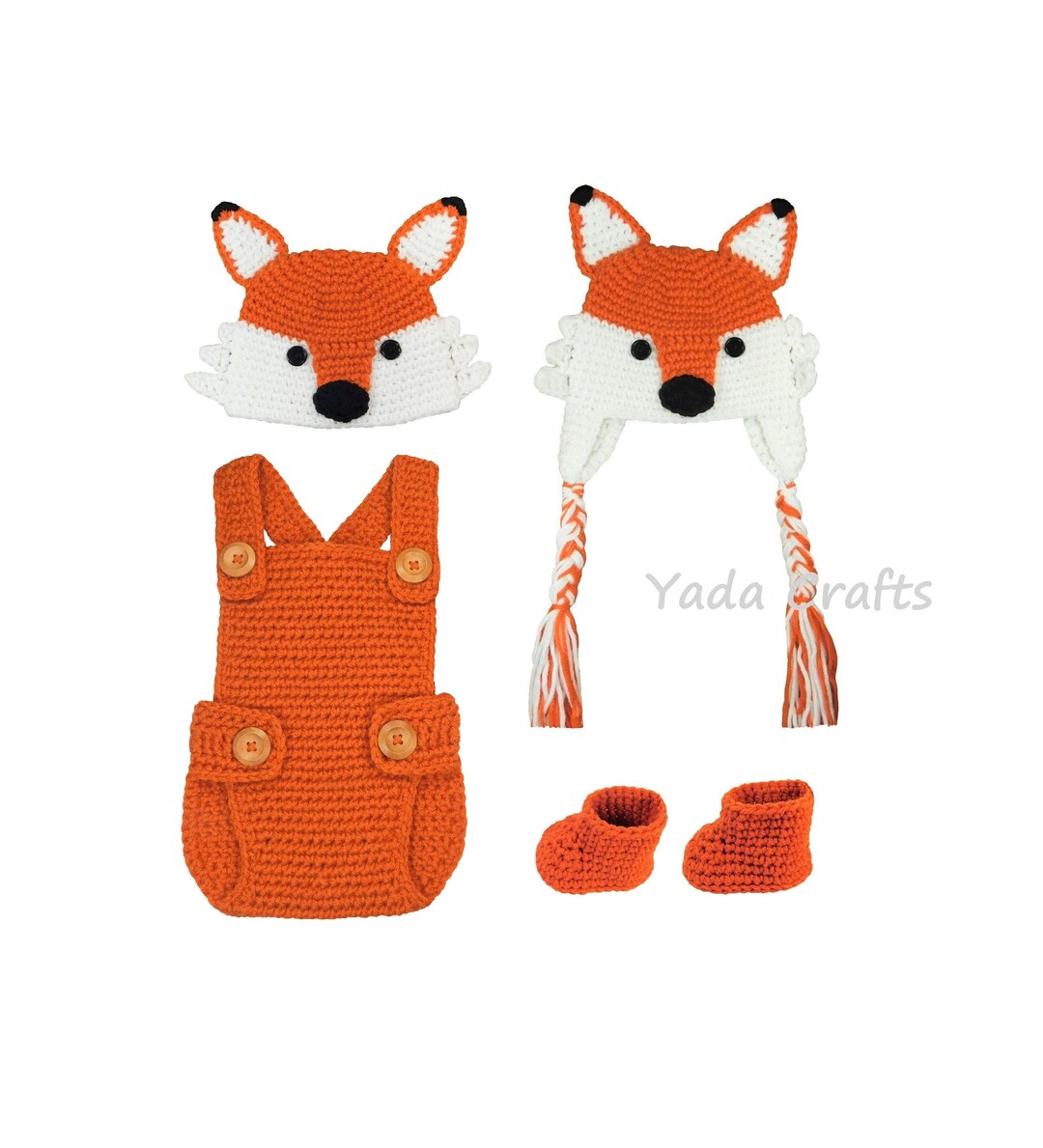 Crochet Fox Hat Outfit: Handmade Infant Costume, Photo Prop, Fox Hat ...