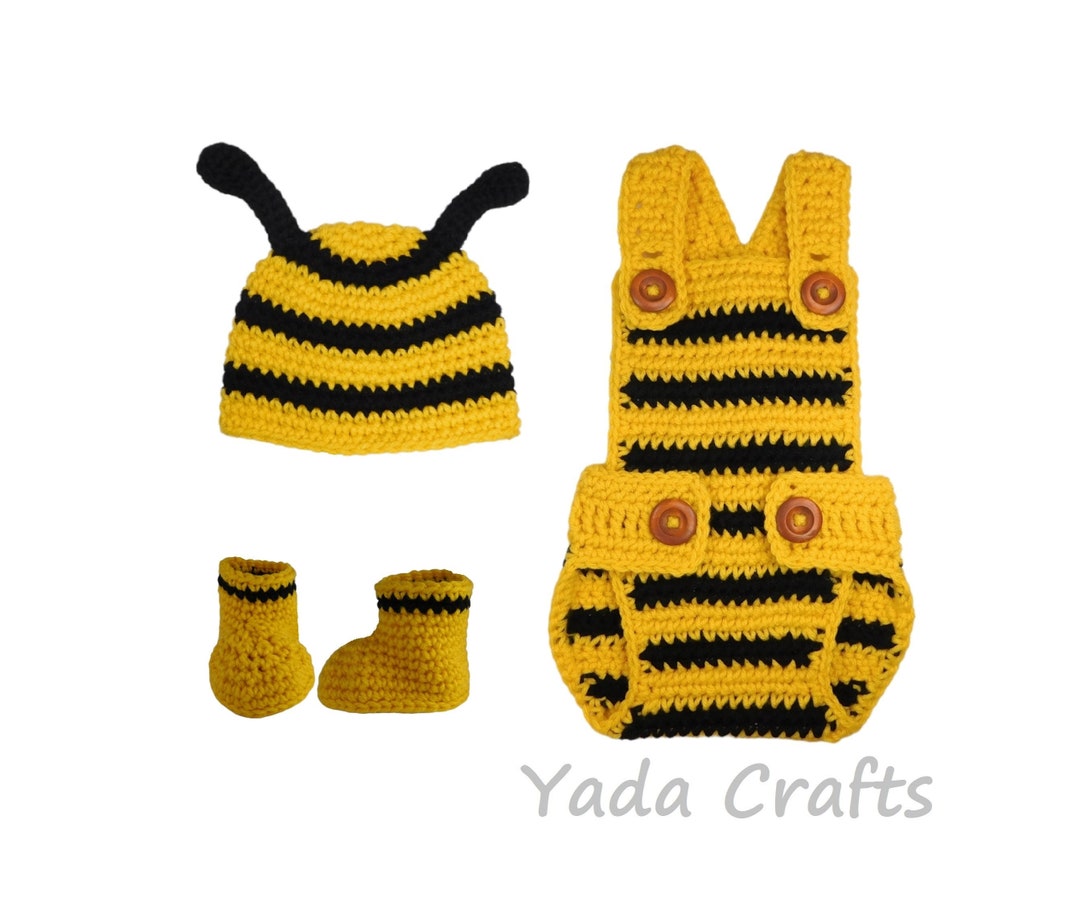 Newborn Bee Photo Props, Crochet Bee Outfit, Bee Hat, Bee Romper Outfit ...