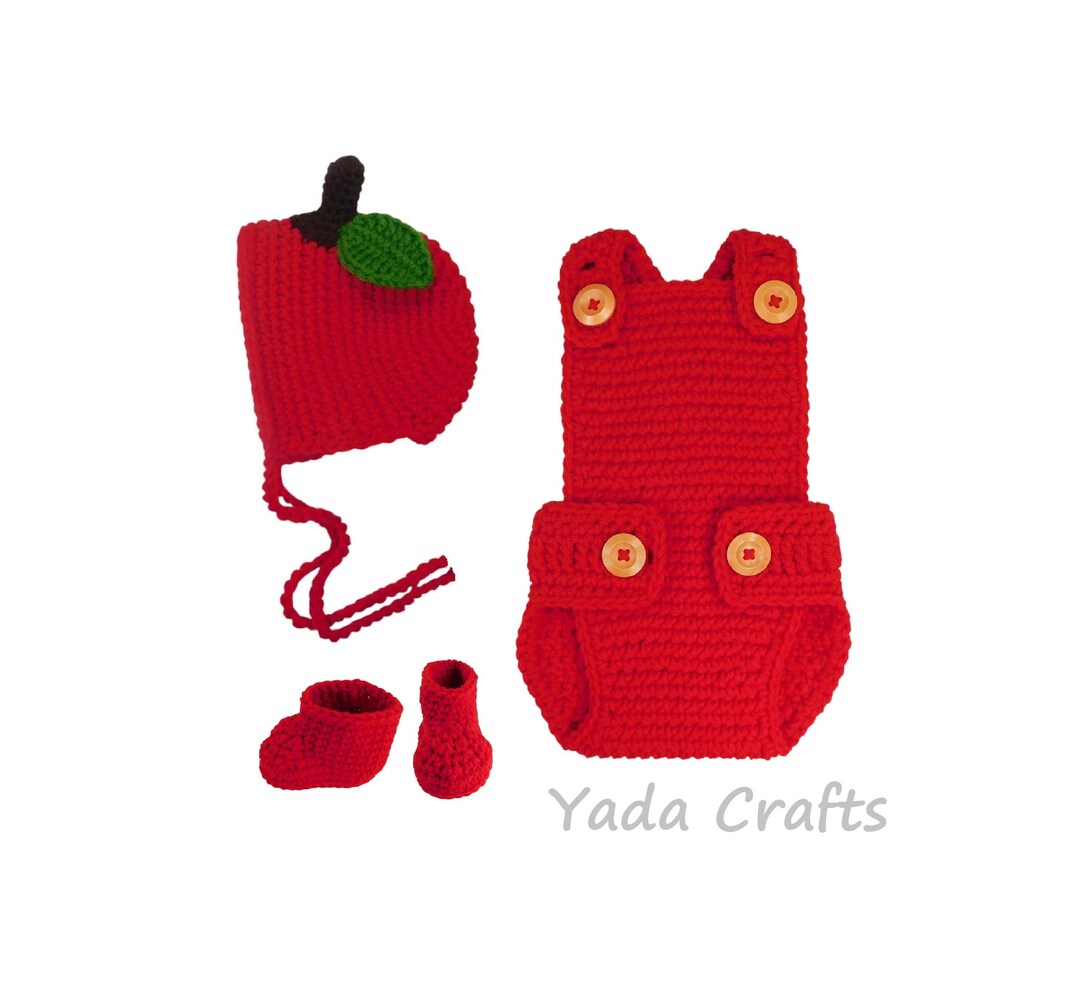 Crochet Apple Bonnet Outfit Set, Apple Bonnet Costume Outfit, Tomato ...