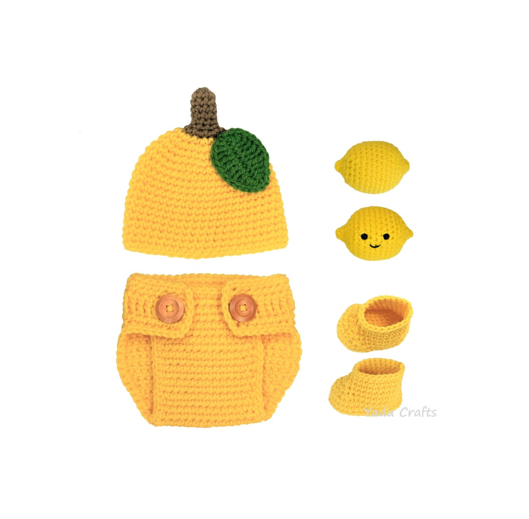 Crochet Lemon Outfit, Baby Hat, Lemon Hat, Lime Hat, Fruit Hat ...