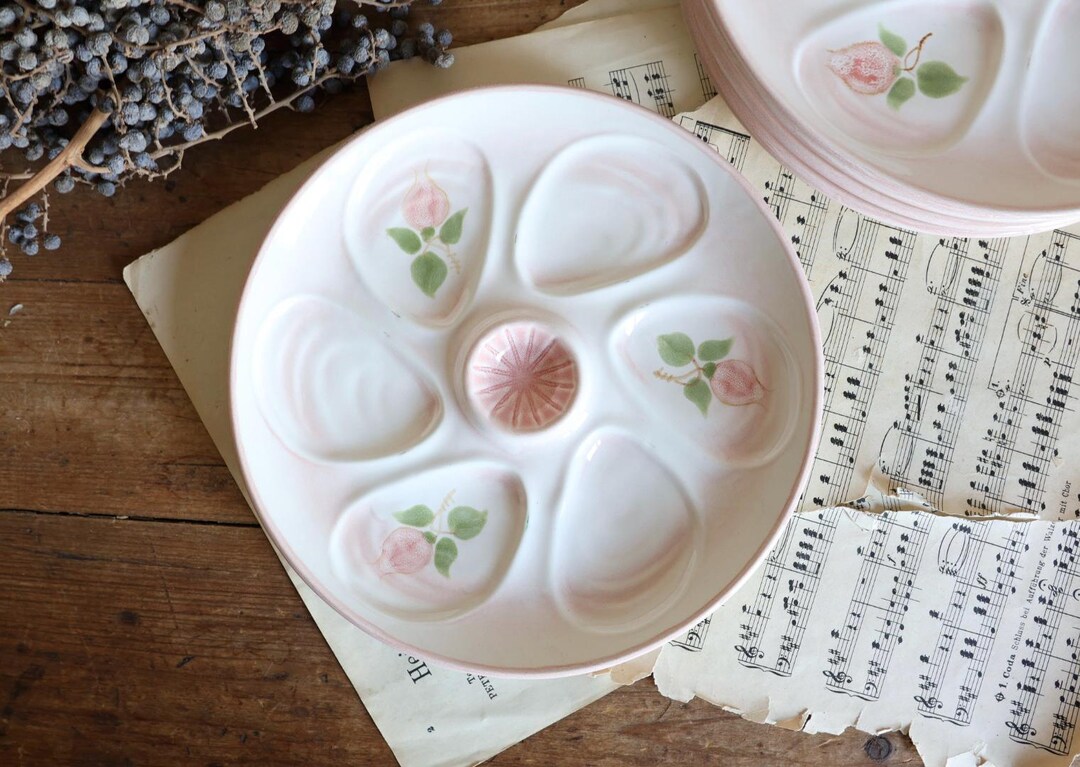 French Scallops, Oyster Plate - Salins, 1950 - Pink Roses - PRICE PER ...