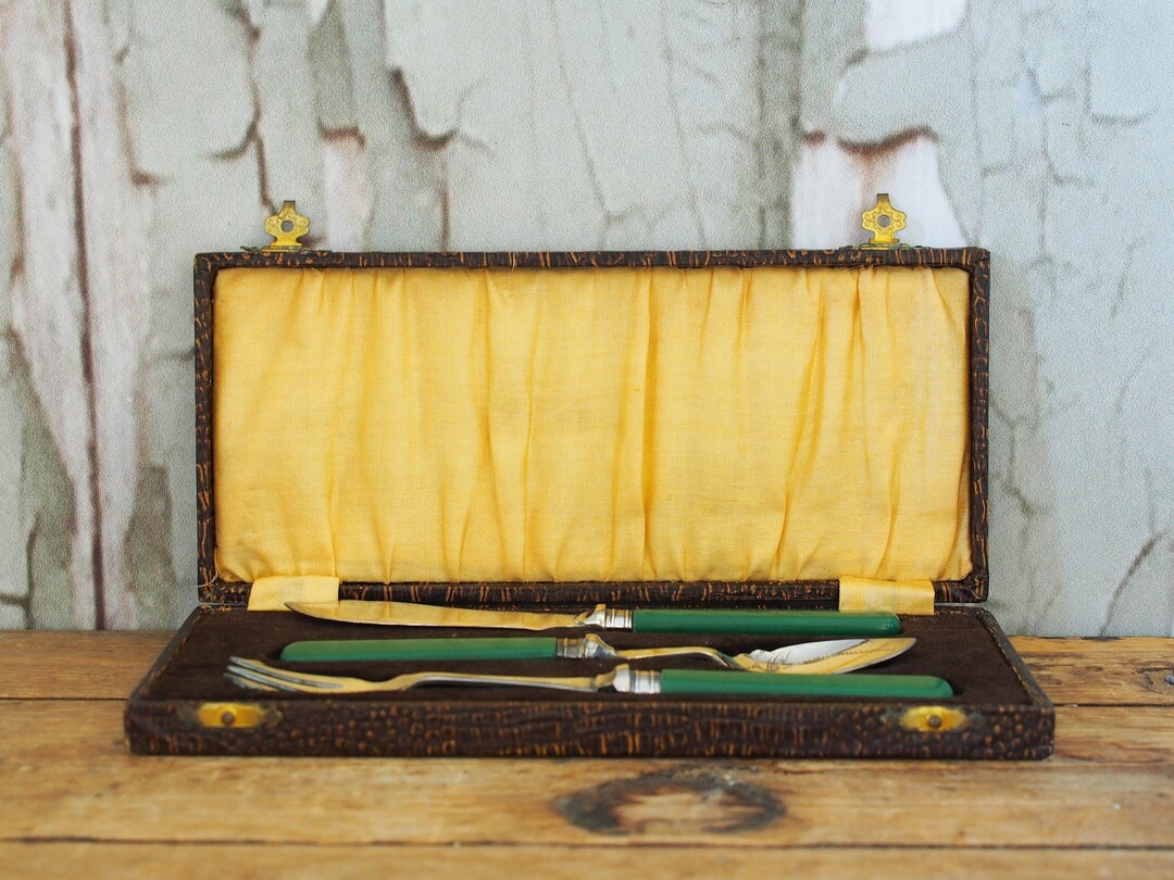 Silverplated Fish Flatware Set, Celluloid Handles - Etsy