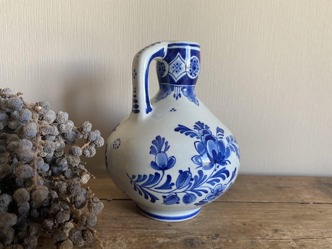 Small Delft Blue Jug Vase - Porceleyne Fles - Hand Painted, 5.5 Inches ...