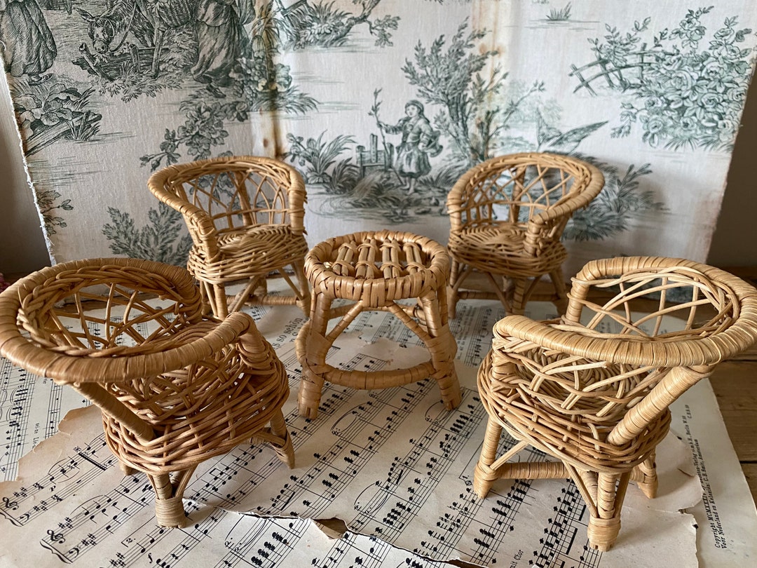 Vintage 1970s Wicker Doll Furniture Living Room Set Dolls - Etsy