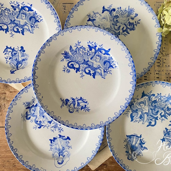 Antique Blue Plates - Etsy