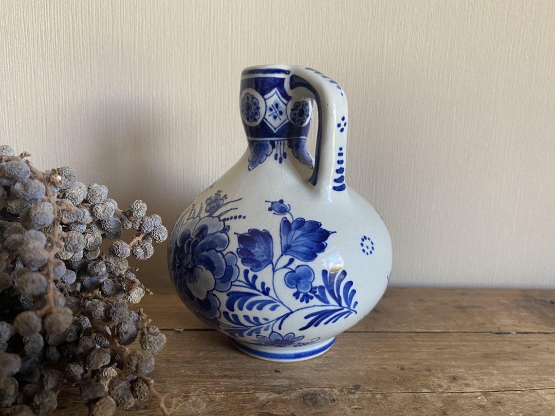 Small Delft Blue Jug Vase - Porceleyne Fles - Hand Painted, 5.5 Inches ...