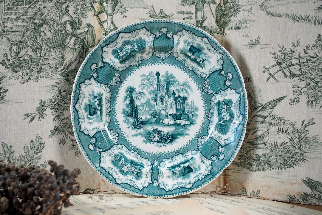 Antique Plate English Transferware Staffordshire Decor: Arcadia, 1840s ...
