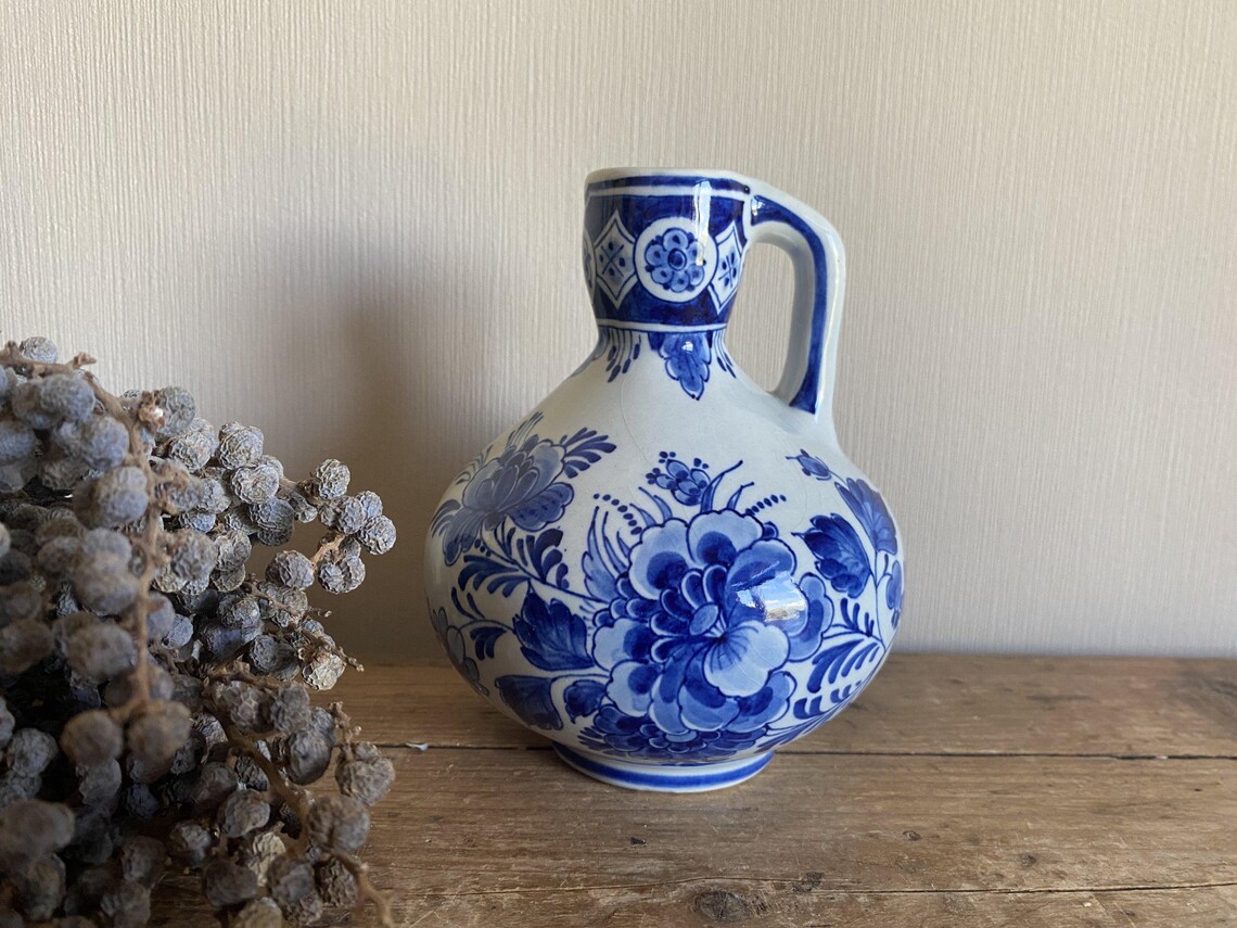 Small Delft Blue Jug Vase - Porceleyne Fles - Hand Painted, 5.5 Inches ...