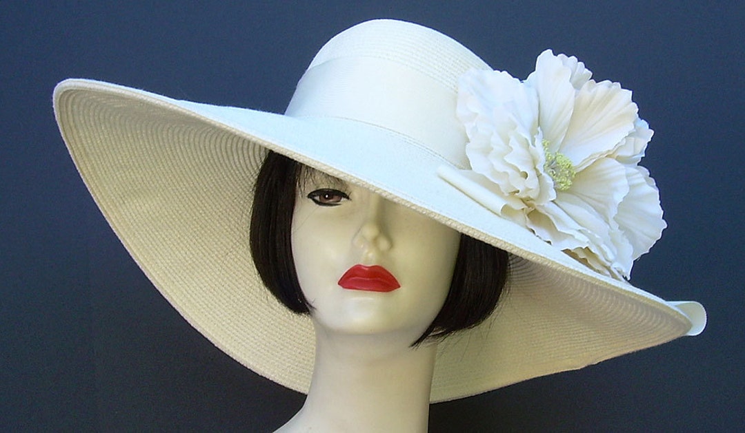 Ivory, Cream, Derby, Dress, Wedding Hat, Large Brim - Ivory Hibiscus - Etsy