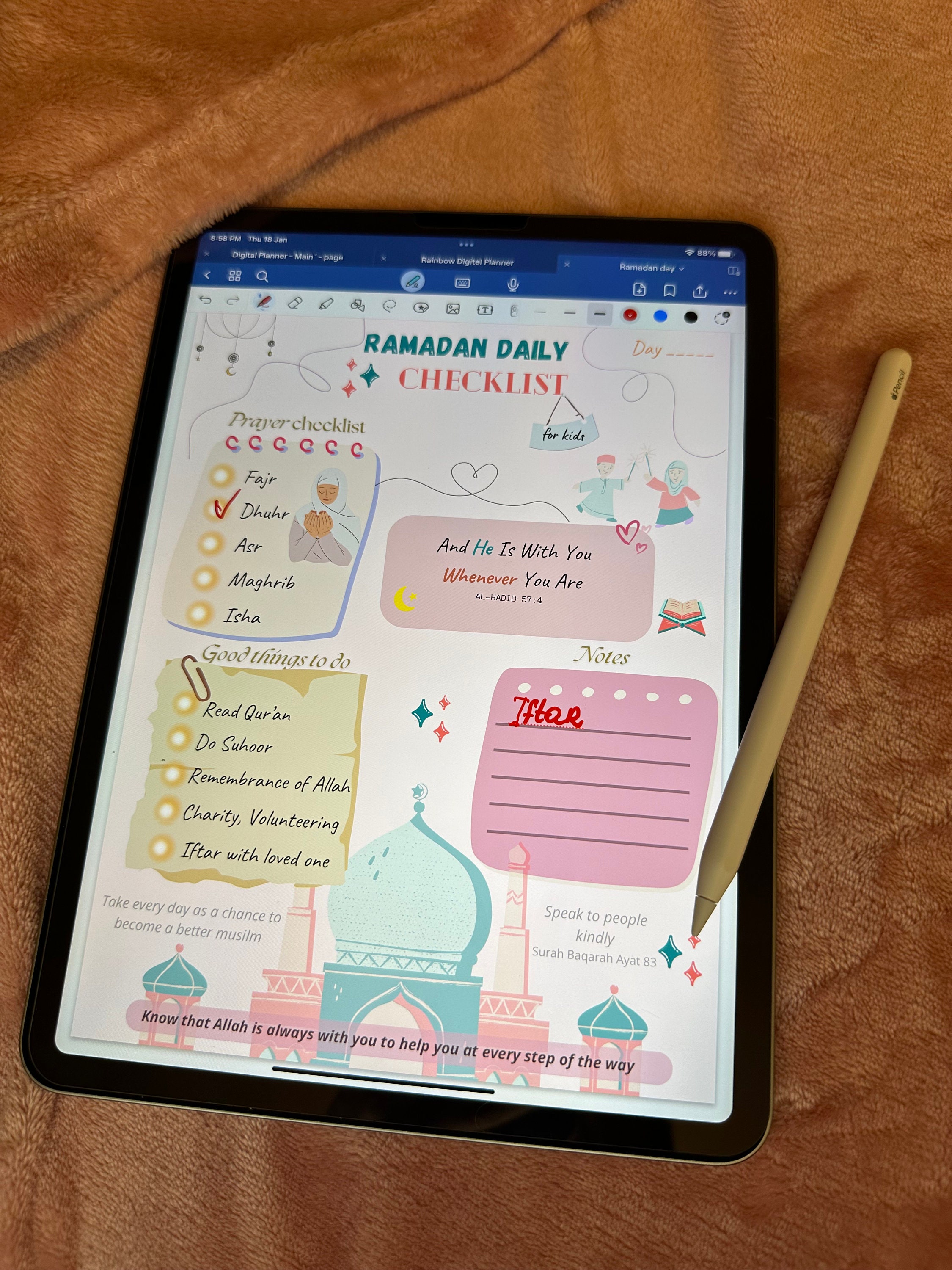 Ramadan Daily Checklist for Kids Digital Planner - Etsy