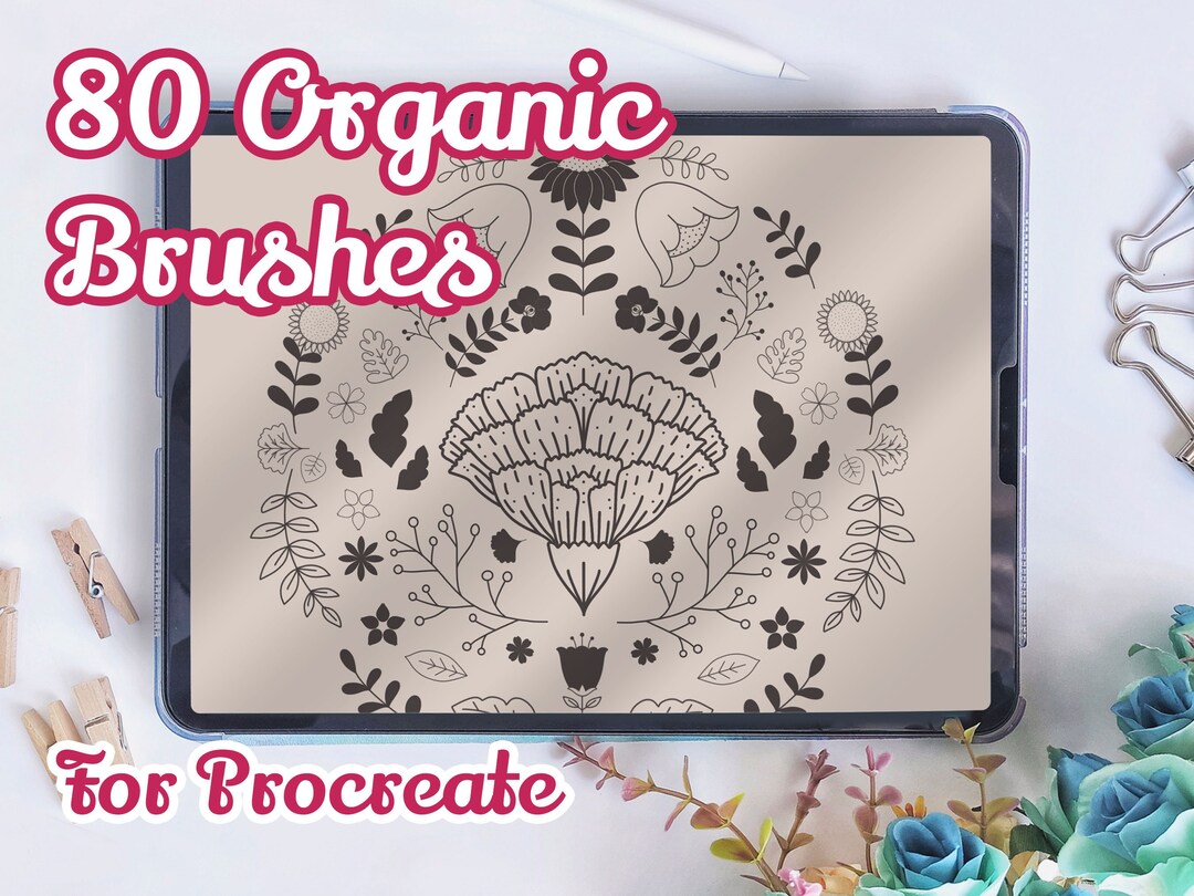 80 Botanical Procreate Brush Set Floral Brushes for Procreate Organic ...