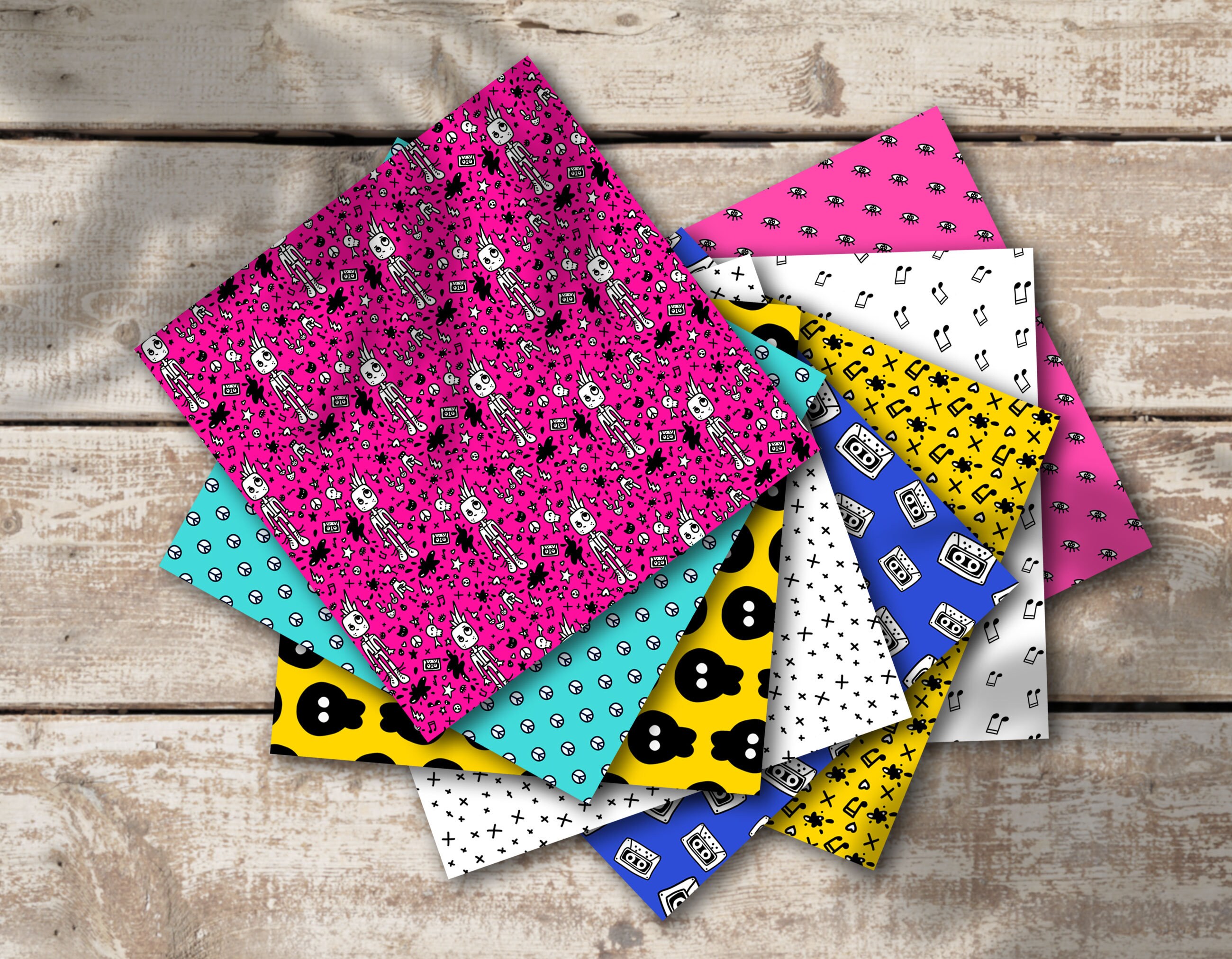 Punk Digital Paper, Skull Printable Paper, Gothic Digital Collection ...