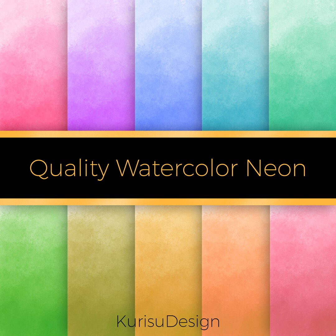 Neon Ombre Watercolor Digital Paper | 10 Rainbow Colors | Gradient ...