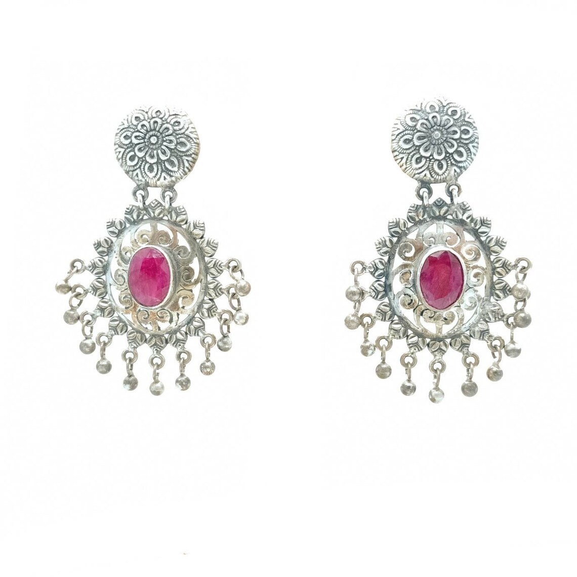 Traditional Indian Ruby Earrings/danglers in Sterling Silver - Etsy