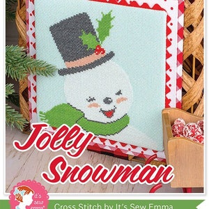 Patrón de punto de cruz PDF descargable Jolly Snowman de It's Sew Emma ...