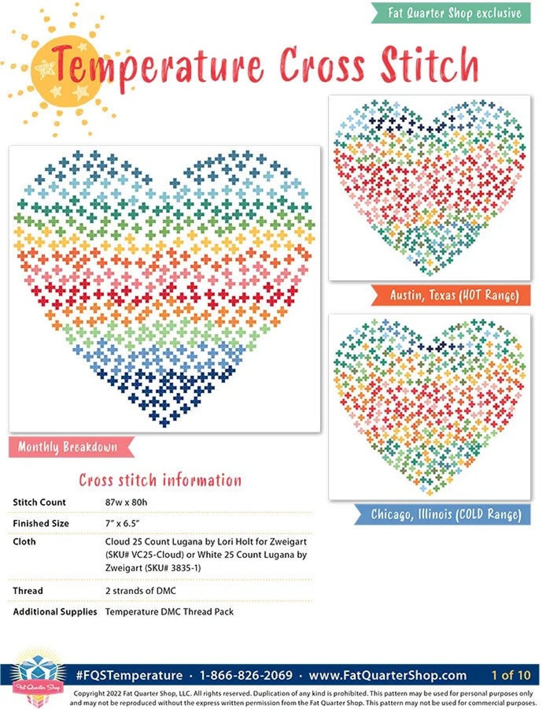 Temperature Downloadable PDF Cross Stitch Pattern | Fat Quarter Shop ...