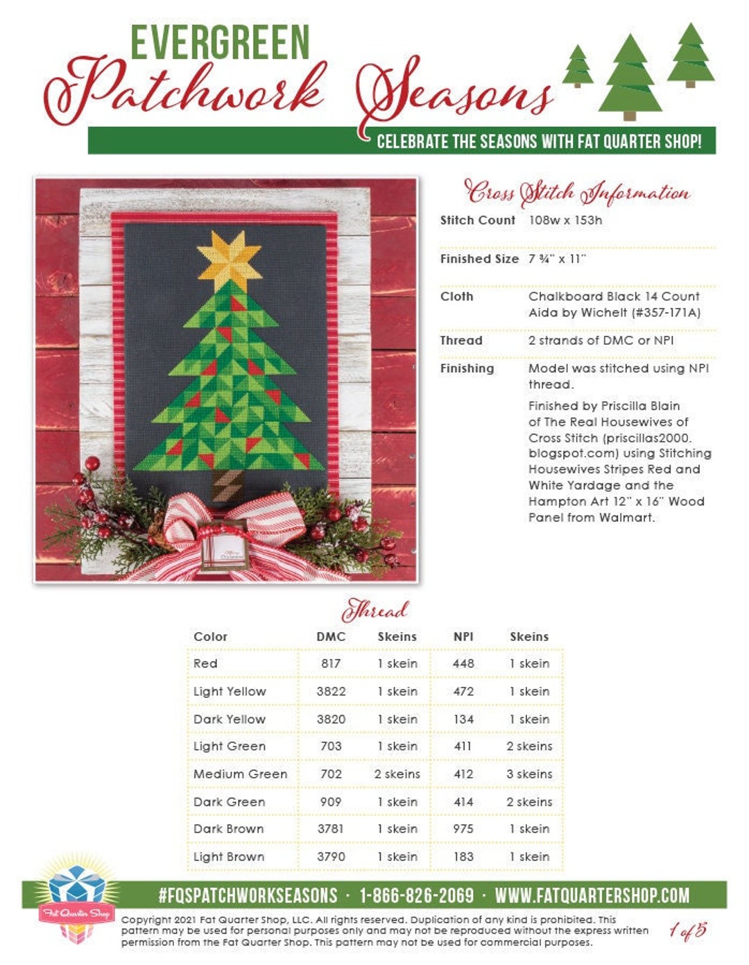 Evergreen Patchwork Seasons Downloadable PDF Cross Stitch Pattern by ...