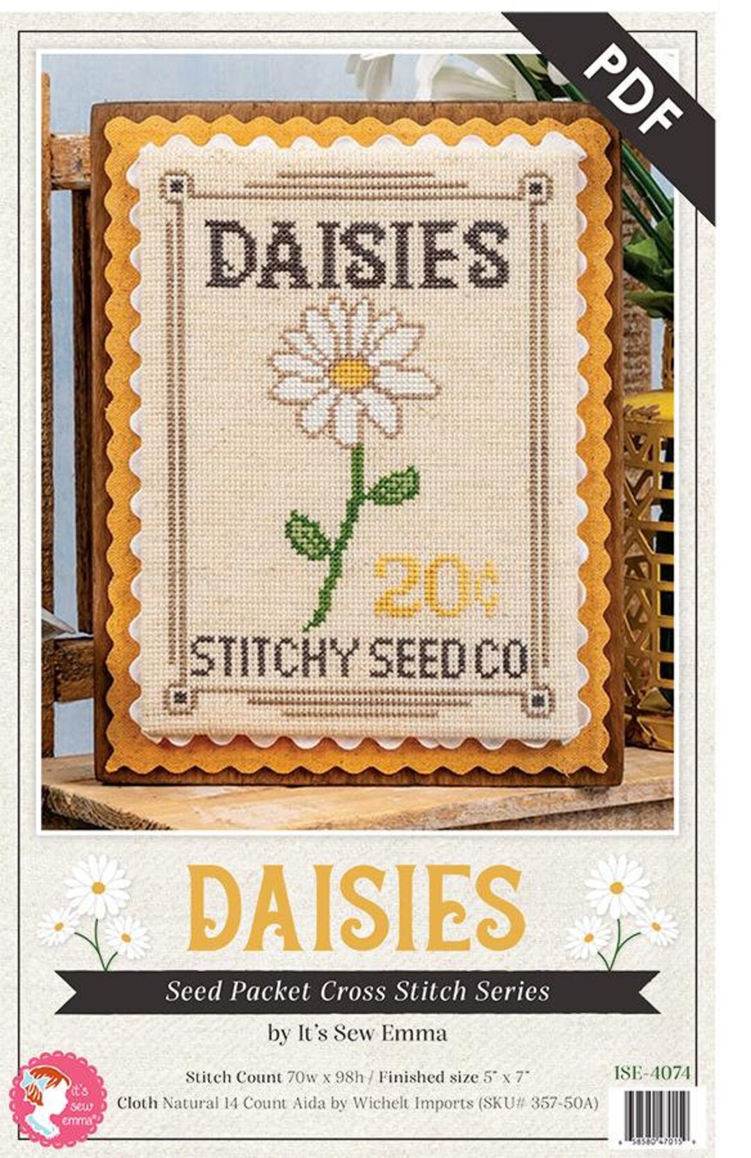 Daisies Seed Packet Downloadable PDF Cross Stitch Pattern by It's Sew ...