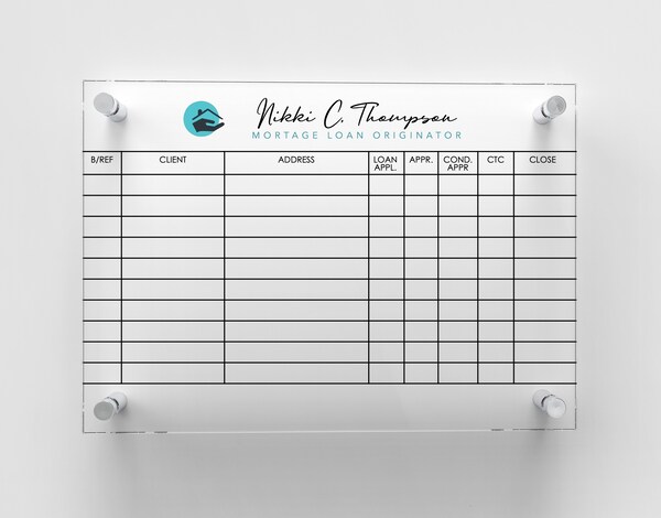 Real Estate Board LARGE Size Clear Acrylic Realtor Pipeline - Etsy Canada