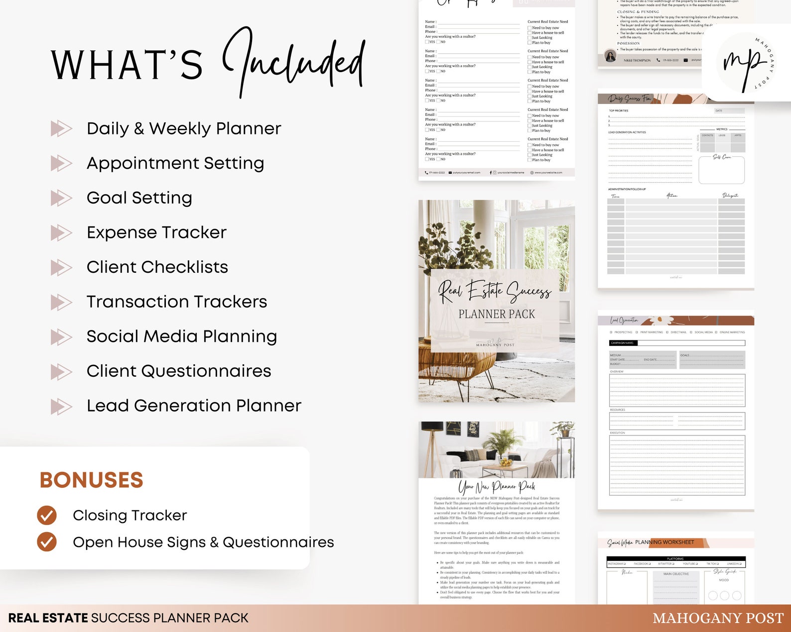 2024 Real Estate Success Planner & Worksheet Bundle W/ Bonuses - Etsy