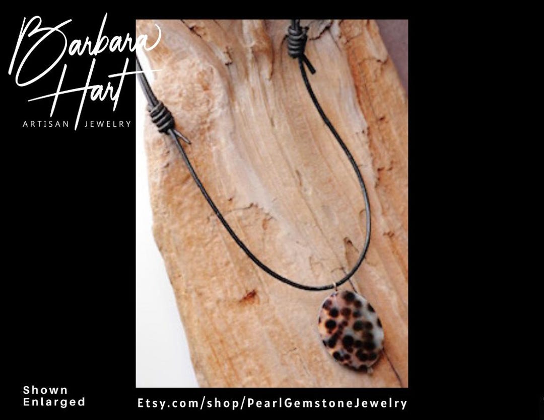 Leather Adjustable Tiger Cowrie Shell Pendant Choker Necklace - Etsy
