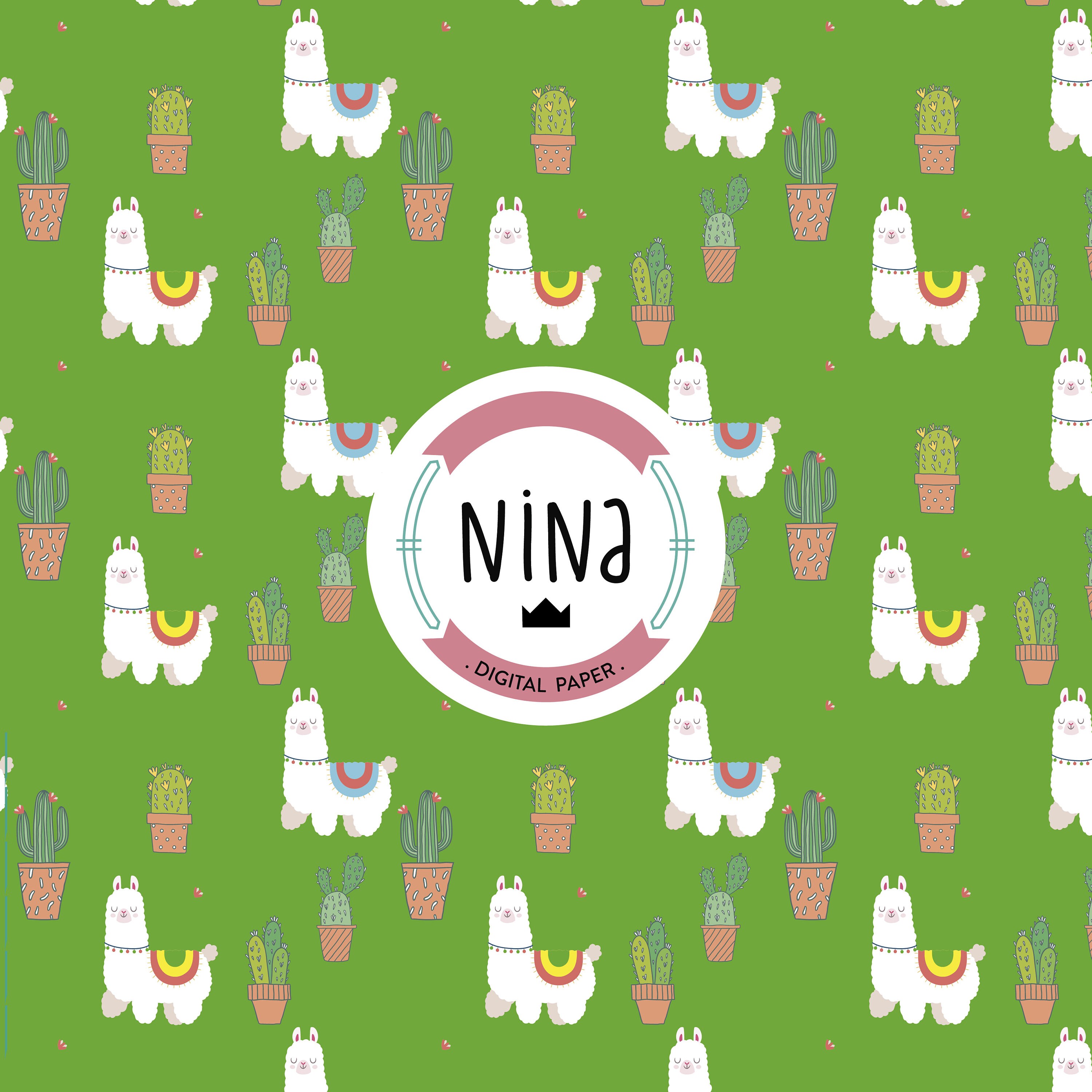 Cactus Llama Digital Paper Cactus Wrapping Paper Llama - Etsy