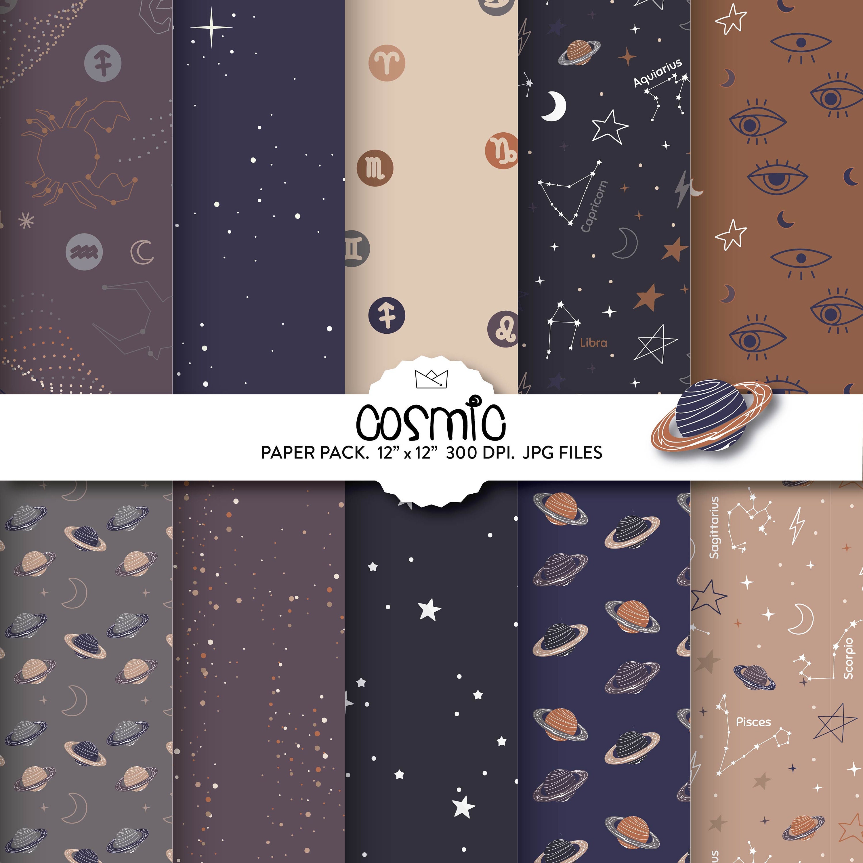 Cosmic Galaxy Digital Paper Star Wrapping Paper Mystical Eye - Etsy