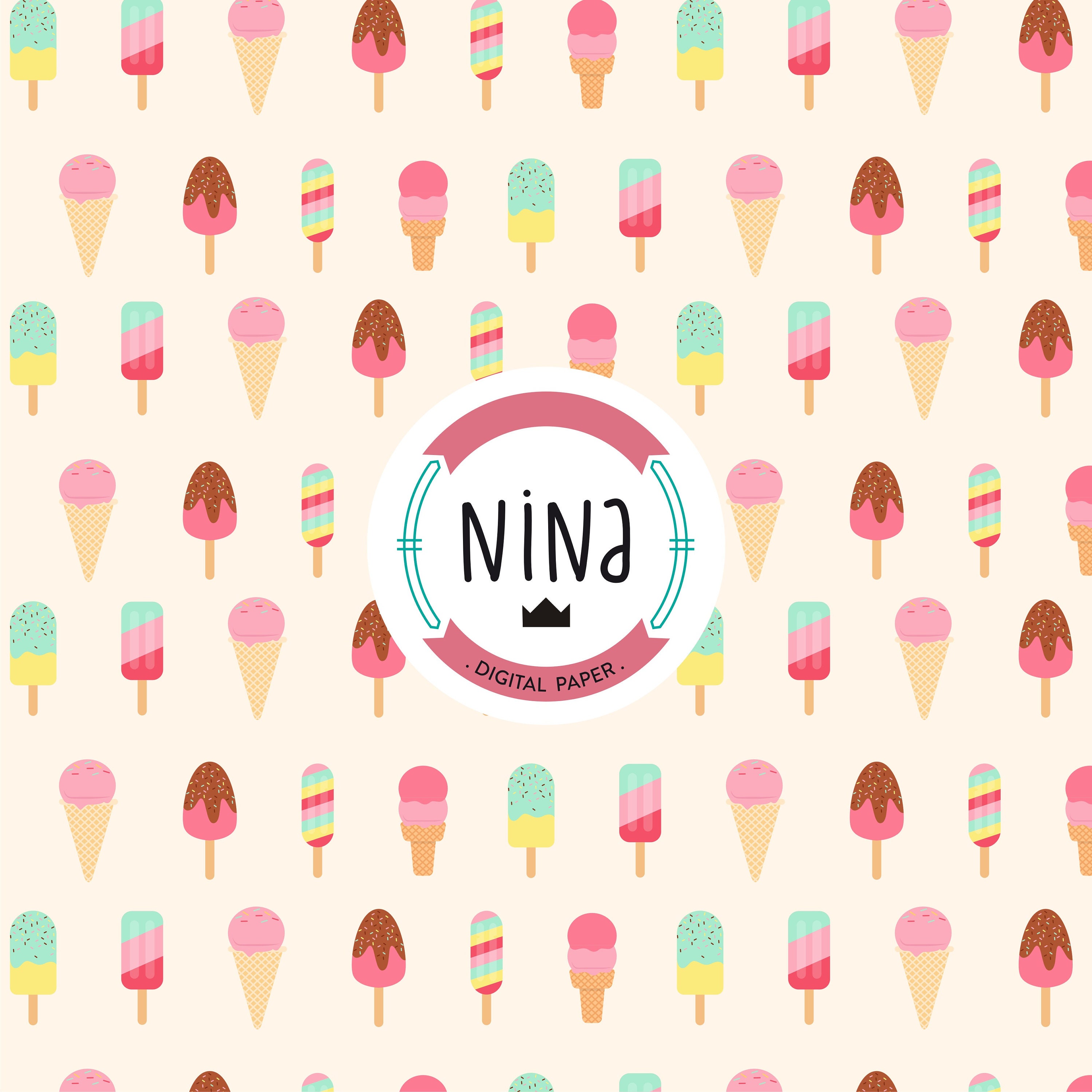 Rainbow Digital Paper Ice Cream Wrapping Paper Ice Cream - Etsy