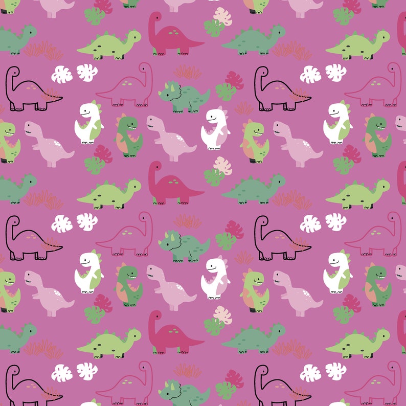 Dina Digital Paper Girl Dino Wrapping Paper Dinosaur - Etsy