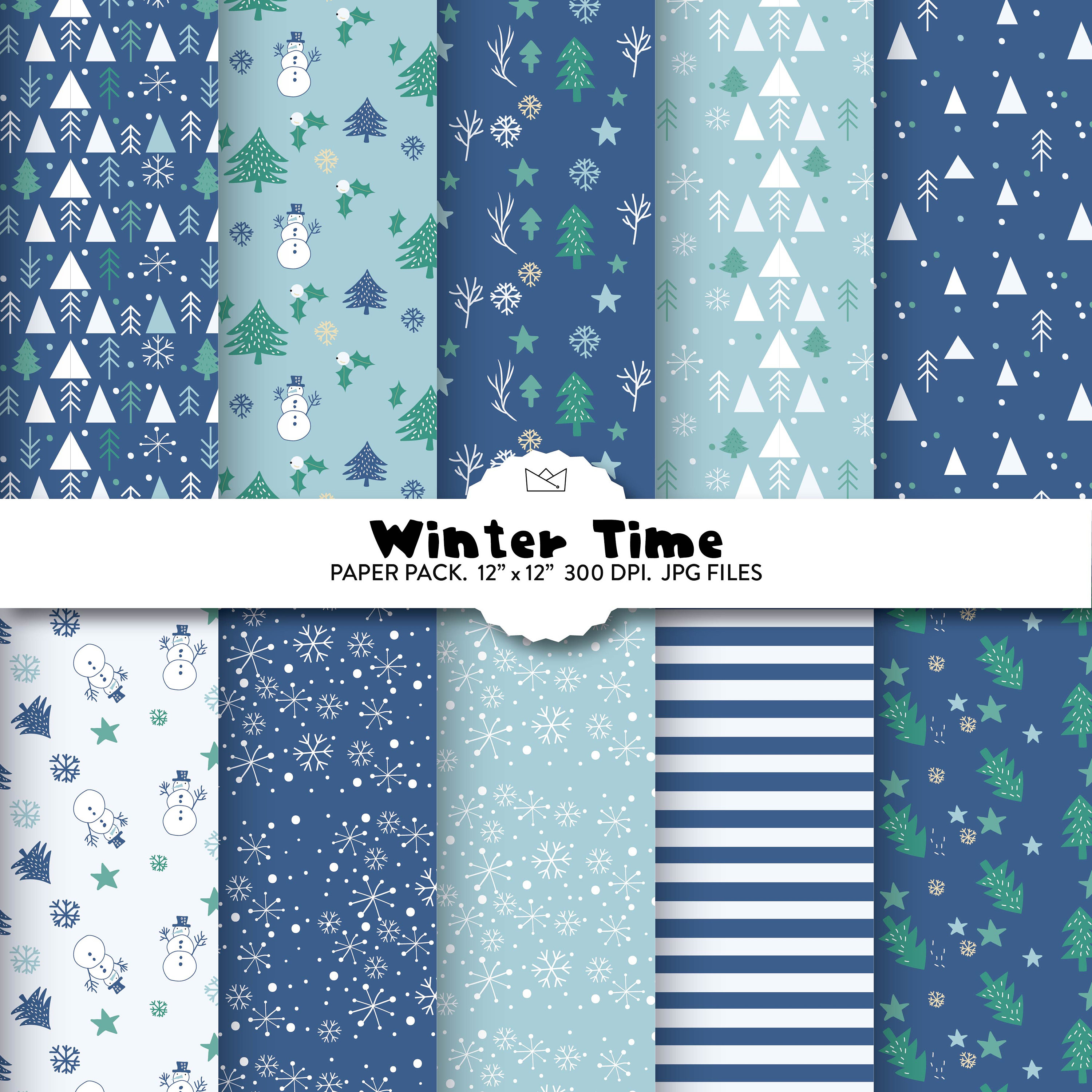 Winter Digital Paper Winter Wrapping Paper Xmas Pattern - Etsy