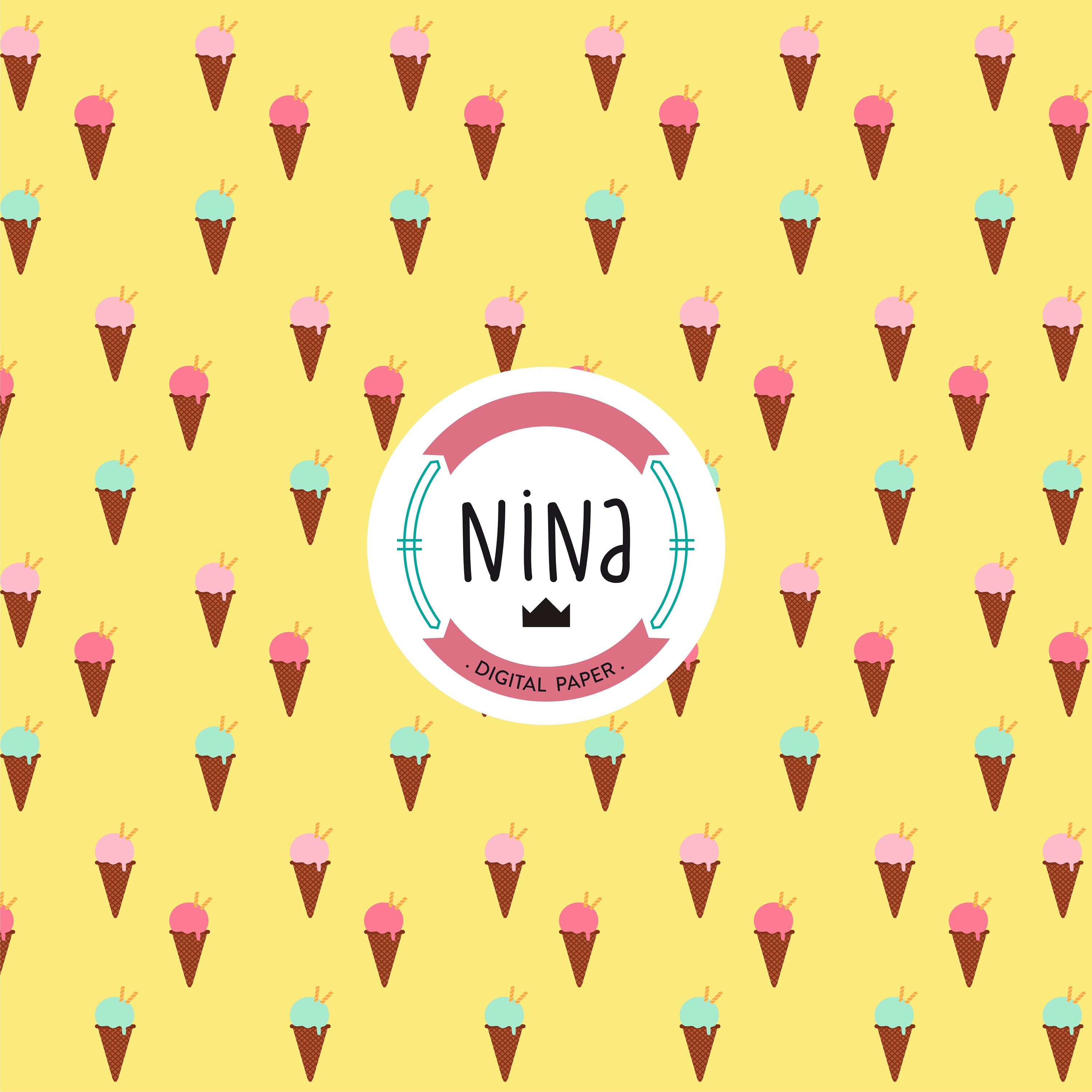 Rainbow Digital Paper Ice Cream Wrapping Paper Ice Cream - Etsy