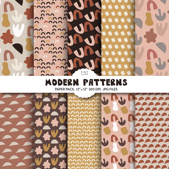 Modern digital paper modern wrapping paper shape pattern | Etsy