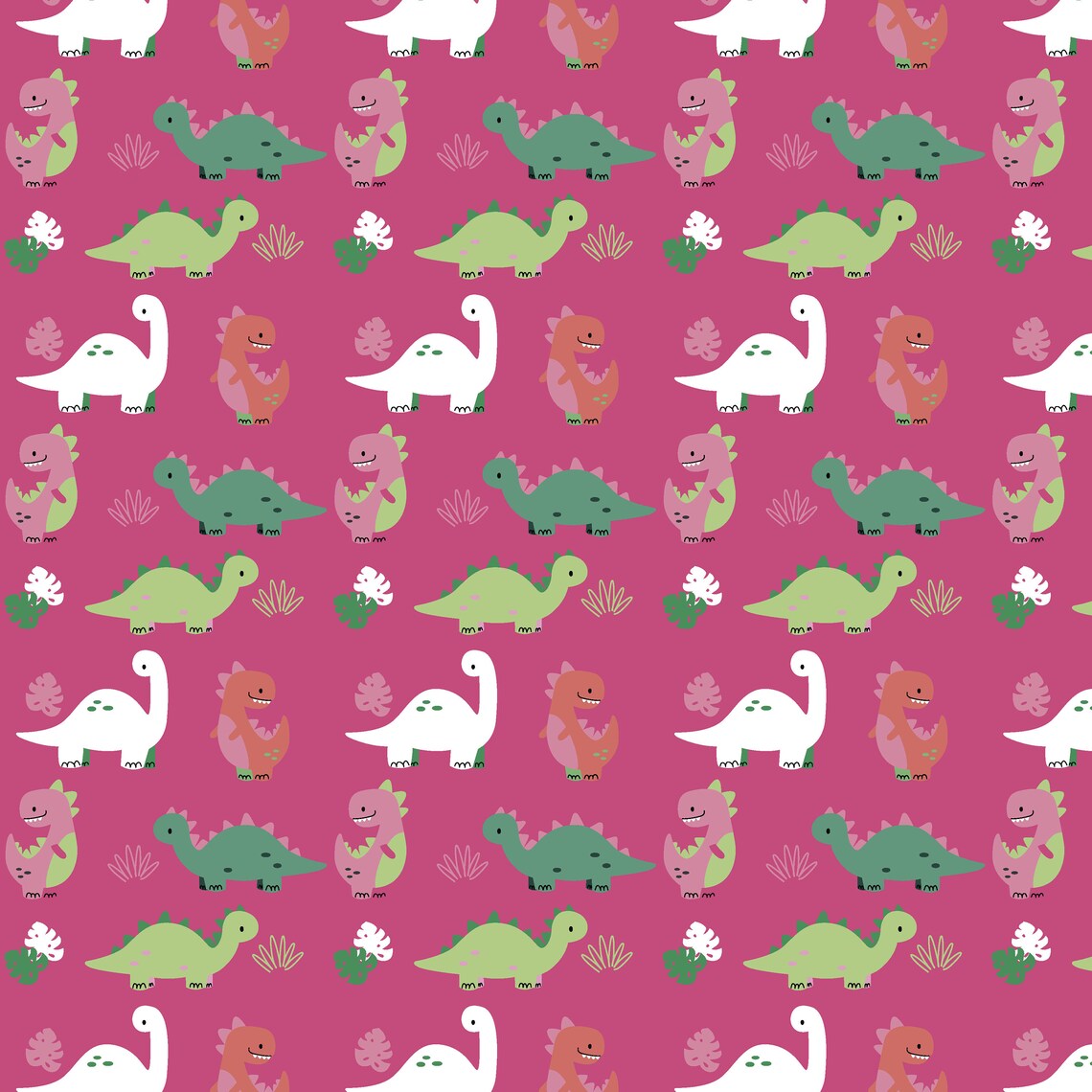 Dina Digital Paper Girl Dino Wrapping Paper Dinosaur - Etsy