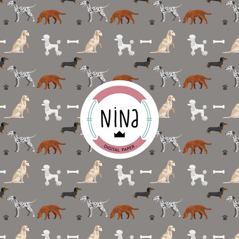 Love Dog Digital Paper Pink Wrapping Paper Dog Pattern - Etsy