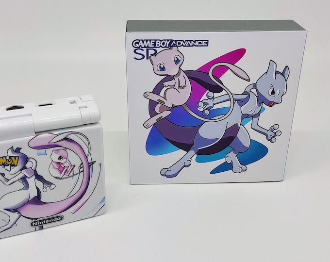 Gameboy Advance SP Backlight IPS V5 720x480 - Pokem Mewtwo - New Battery- USB C Audio and ...