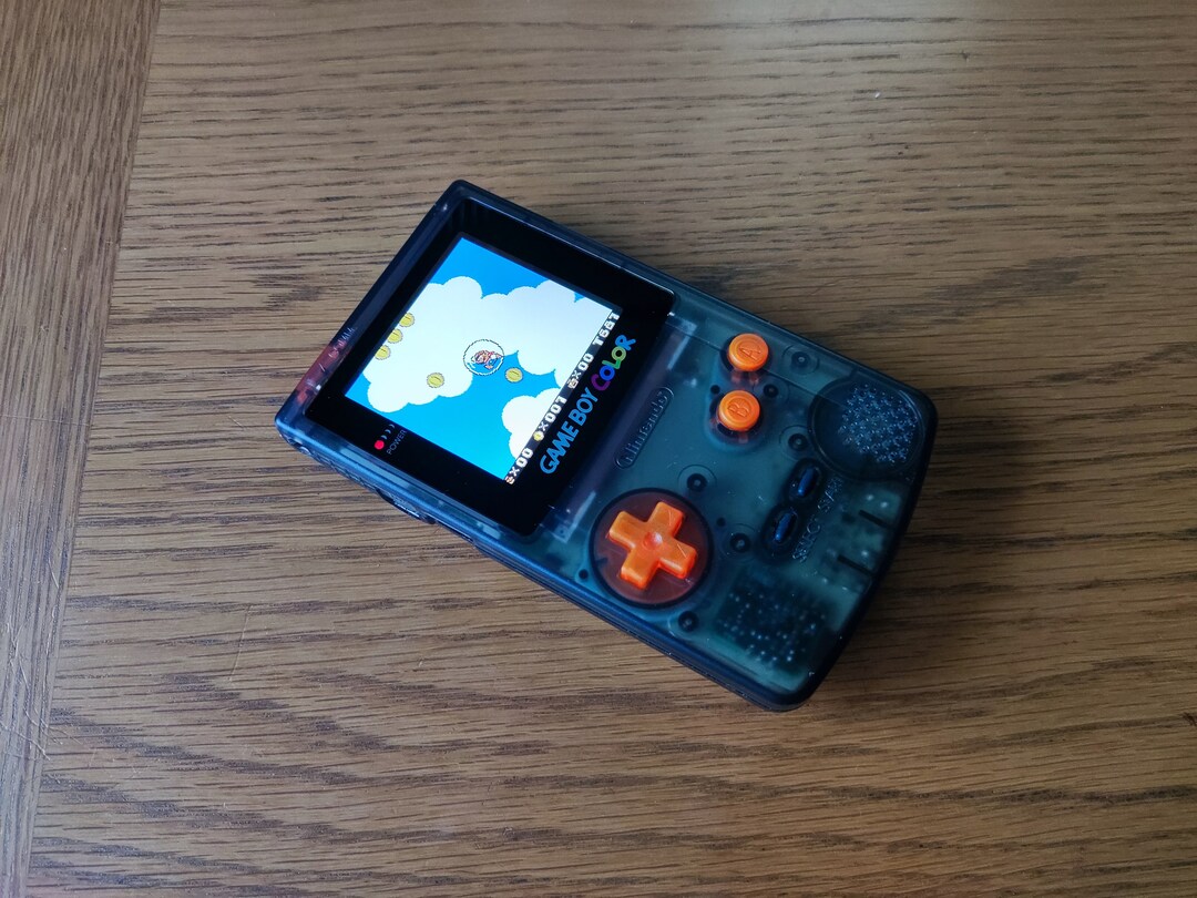Nintendo Gameboy Color Clear Black Clear Orange Buttons Q5 OSD XL IPS ...