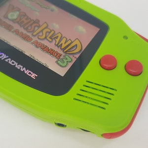 Gameboy Advance GBA Green / Red Backlight IPS V2 - Rechargeable Battery ...