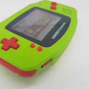 Gameboy Advance GBA Green / Red Backlight IPS V2 - Rechargeable Battery ...