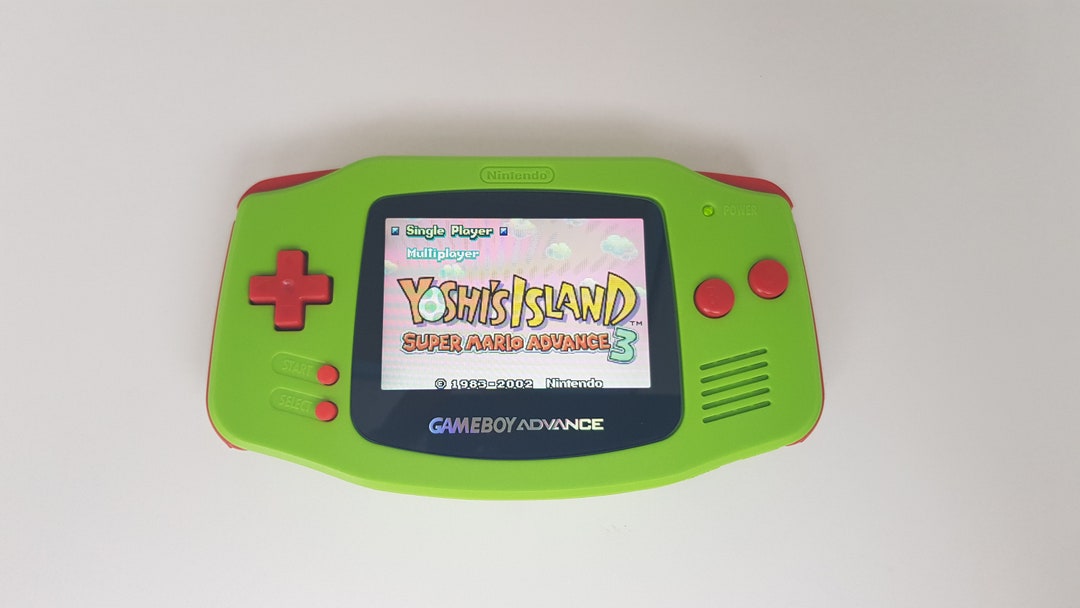Gameboy Advance GBA Green / Red Backlight IPS V2 - Rechargeable Battery ...