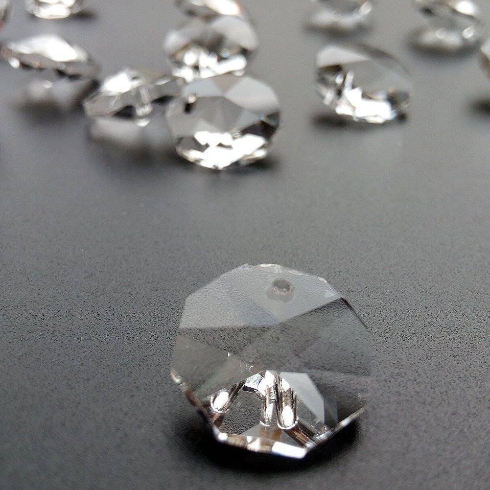 49 Clear Glass Crystal Octagon Beads in 1 Hole 14mm Faceted - Etsy