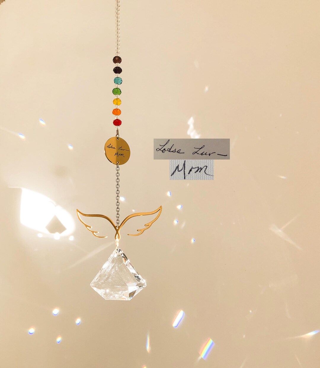 Memorial Sun Catcher With Angel Wings and Actual Handwriting – A ...